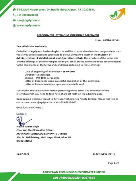 Appointment Letterabhishake Pdf