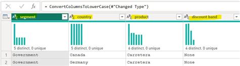 convert column names to lowercase or uppercase in power query
