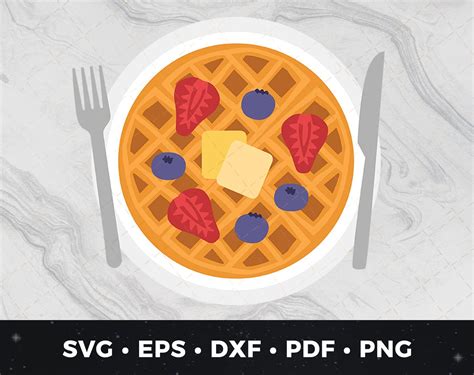 Waffle Svg Png Pdf Dxf Eps Breakfast Clipart Belgian Waffle Cut File