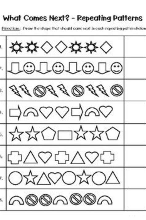 What Comes Next Pattern Worksheets For Kindergarten Pattern