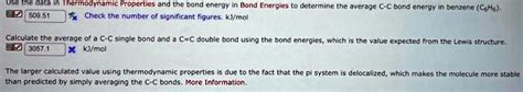 solved thermodynamic properties and the bond energy in bond energies