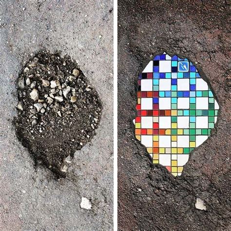 Street Artist Sees Pavement Cracks As The Perfect Spot For His Colorful
