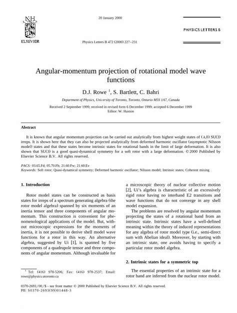 Pdf Angular Momentum Projection Of Rotational Model Wave Functions