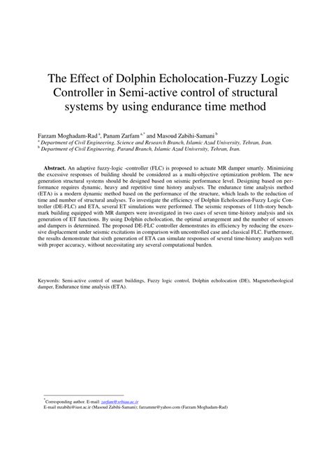 pdf the effect of dolphin echolocation fuzzy logic controller in semi