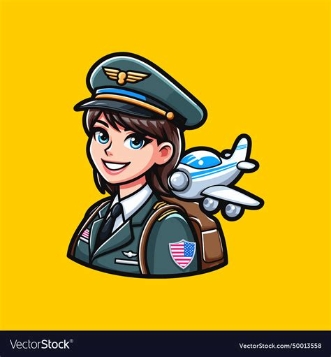 Female Pilot Royalty Free Vector Image Vectorstock