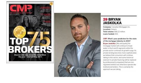 I Am Truly Honoured To Be Chosen As One Of Canadas Cmp Top 75 Mortgage Brokers Bryan Jaskolka