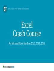 Excel Crash Pdf WALL STREET PREP FOUNDATIONAL COURSE Excel Crash Course For Microsoft Excel