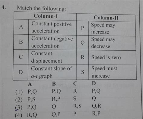 4. Match the following:\begin{tabular} { | c | l | c | l | } \hline \mu..