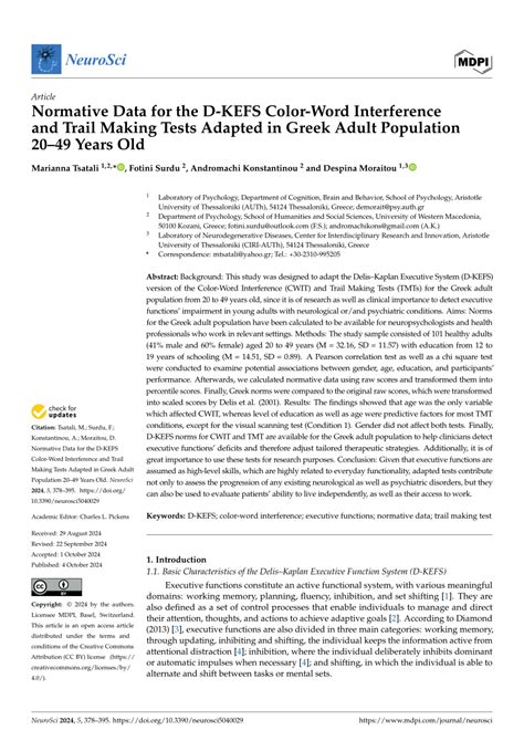 Pdf Normative Data For The D Kefs Color Word Interference And Trail