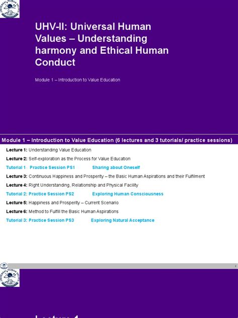 Uhv Ii Lecture 1 Understanding Value Education V5 Pdf Thought