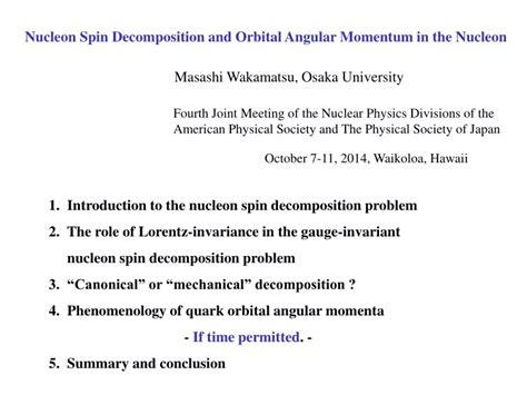 Ppt Nucleon Spin Decomposition And Angular Momentum Analysis Powerpoint Presentation Id9070934