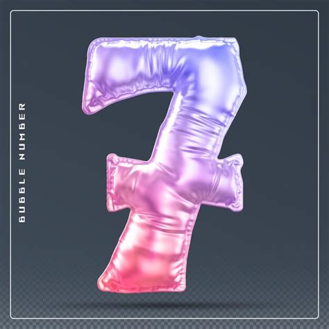 Premium Psd 7 Number Bubble Gradient 3d Render
