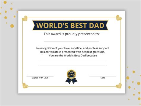 Worlds Best Dad Certificate Fathers Day Certificate Fathers Day