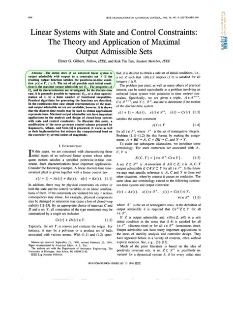 02 Maximal Output Admissible Set Linear Systems With State And