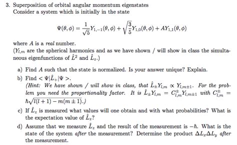 Solved 3 Superposition Of Orbital Angular Momentum
