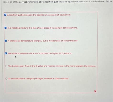 Solved Select All Of The Correct Statements About Reaction