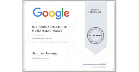 Completion Of Get Started With Python Course Nik Nurnaeimah Nik