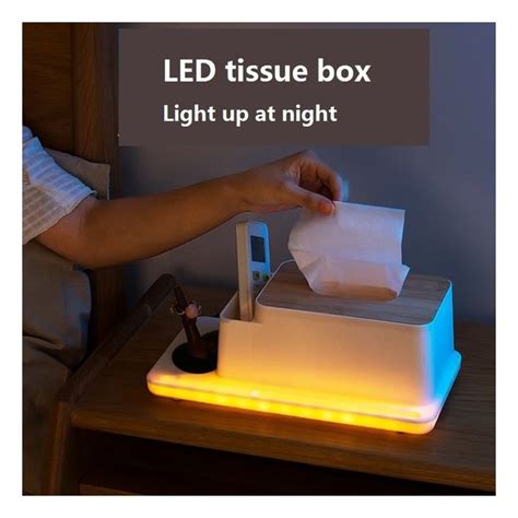 Desktop Tissue Box With Led Night Light