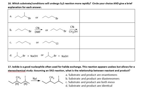 solved which substrate conditions will undergo s n 2