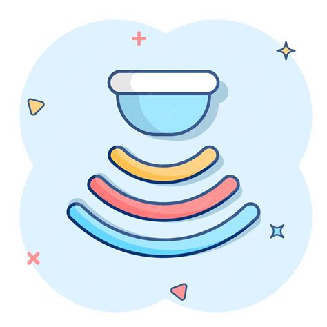 Premium Vector Motion Sensor Icon In Comic Style Sensor Waves Vector Cartoon Illustration
