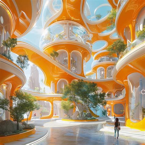 Illustration Of A Futuristic Utopian School With Advanced Technology