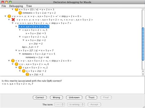 gui debugging tree for the whilel semantics after the first answer
