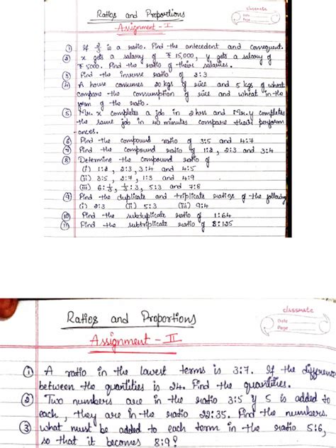 Basic Maths Ratio And Proportion Questions For Assignment Pdf