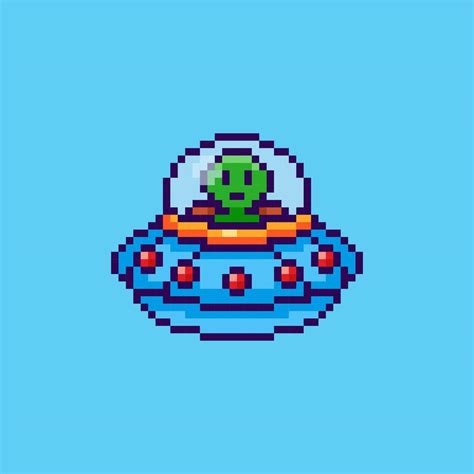 Pixel Art Alien In Ufo Spaceship Game Asset Design 50864612 Vector Art