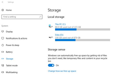 Windows Creators Update Automatically Free Up Disk Space With Storage Sense TeckLyfe