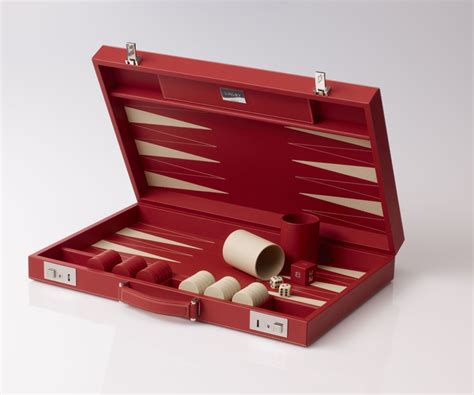 Red Leather Backgammon Board