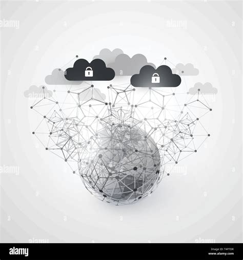 Cloud Computing And Global Networking Design Concept With Earth Globe And Geometric Mesh