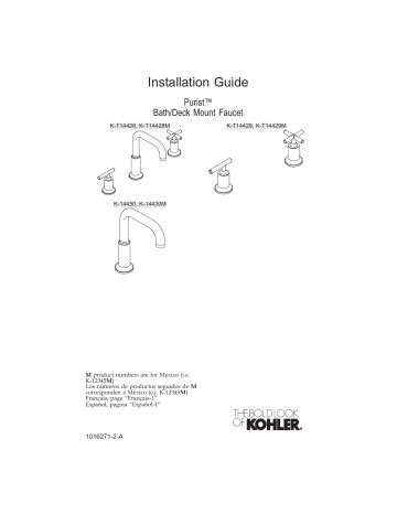 Kohler T14428 4 2mb Purist® Two Handle Roman Tub Faucet Installation