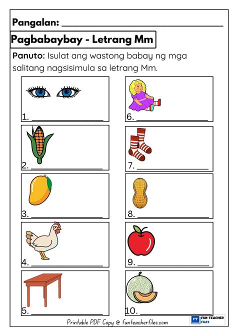 Pagbabaybay Letrang Mm Fun Teacher Files