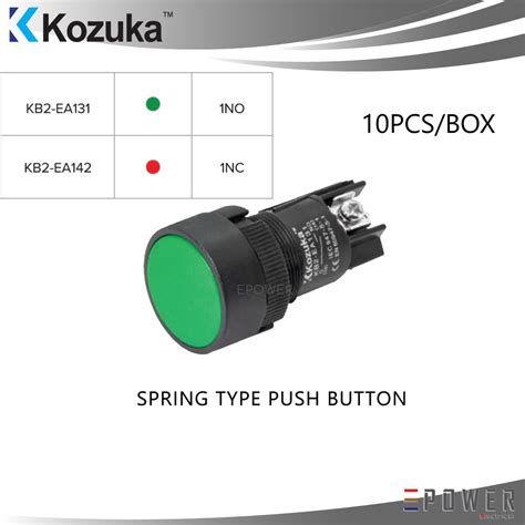 Kozuka 22mm Spring Push Button Green 1no Red 1nc Kb2 Ea131 And Ea142 10pcs In Box Shopee Malaysia