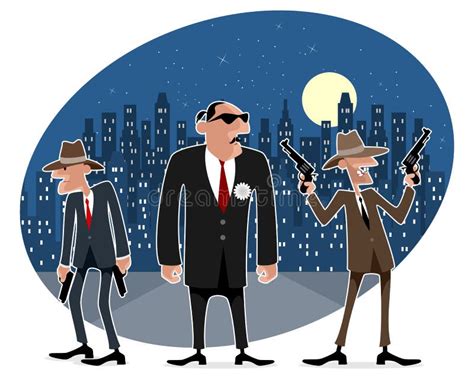 3 смешных гангстера иллюстрация вектора. иллюстрации насчитывающей ...