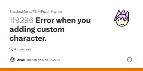 Error When You Adding Custom Character Issue ShadowMario FNF PsychEngine GitHub