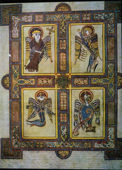 Unknown Book Of Kells Symbols Of The Four Evangelists Tempera