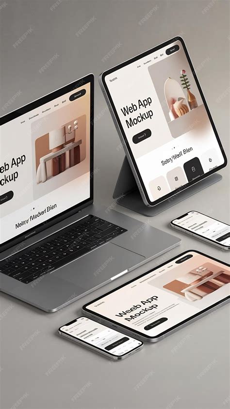 responsive multiple device web app mockup realistic 3d render premium