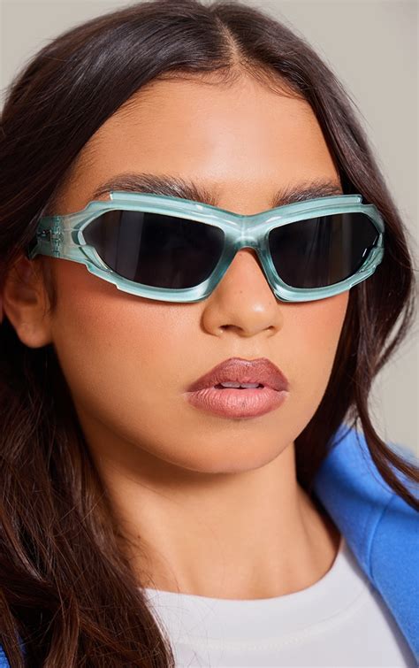Blue Sporty Zig Zag Frame Sunglasses Accessories Plt