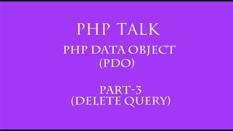 pdo php data object in hindi part 3 delete query youtube