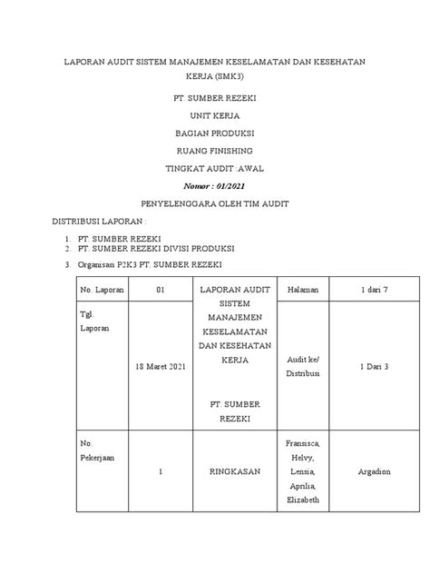 Laporan Audit Smk3 Pdf