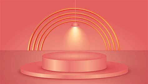 기하학적 형태의 최소 장면입니다 부드러운 분홍색 배경의 실린더 연단 화장품 쇼케이스 숍프론트 디스플레이 케이스를 보여주는 장면