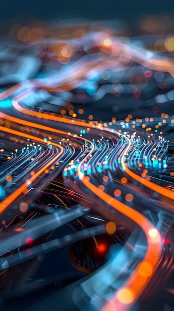 Futuristic Digital Network With Illuminated Pathways And Data Nodes