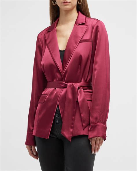 Frame Satin Strong Shoulder Blazer Neiman Marcus