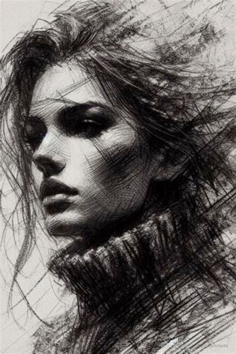 Female Character Sketch Ideas Portrait Drawing Charcoal Art