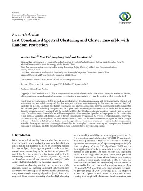 Pdf Fast Constrained Spectral Clustering And Cluster Ensemble With Random Projection