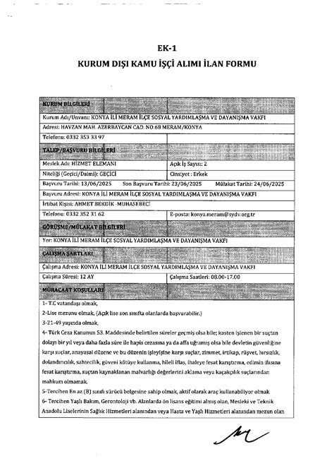 Konya Meram Sydv Geçici 2 İşçi Alacak Memurlar Net