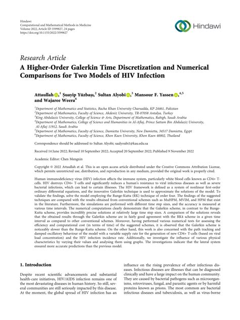 Pdf A Higher Order Galerkin Time Discretization And Numerical Comparisons For Two Models Of