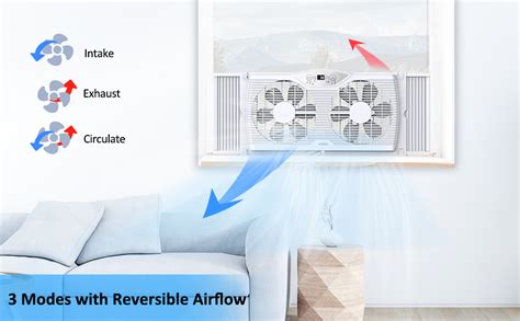 Shinic Twin Window Fan With Reversible Airflow Window Fan With Thermostat And Led