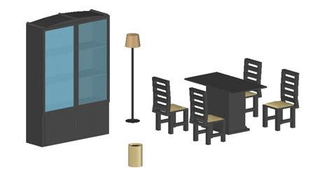 3d Model Of Dining Area Furniture Blocks Layout Autocad File